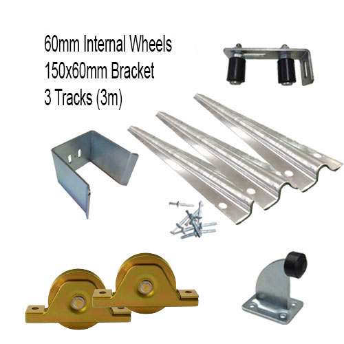 DIY Sliding Gate Kit - 60mm Internal Wheels x Small Bracket x 3 Tracks ...